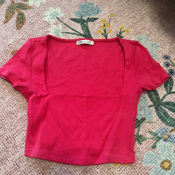 Zara | Tops | Zara Fuchsia Square Neck Crop Top | Poshmark